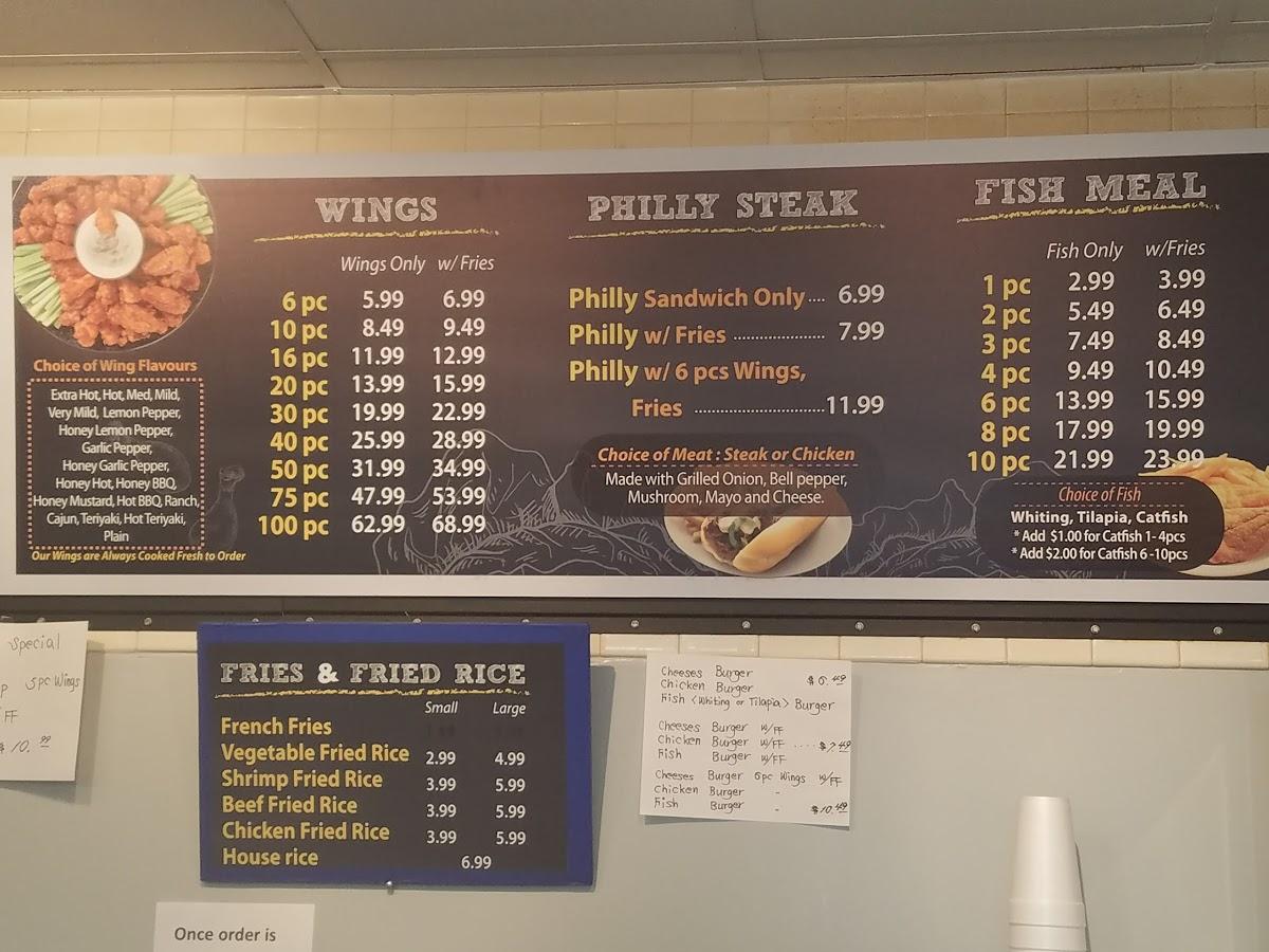 Menu at ATown Wings restaurant, Orangeburg