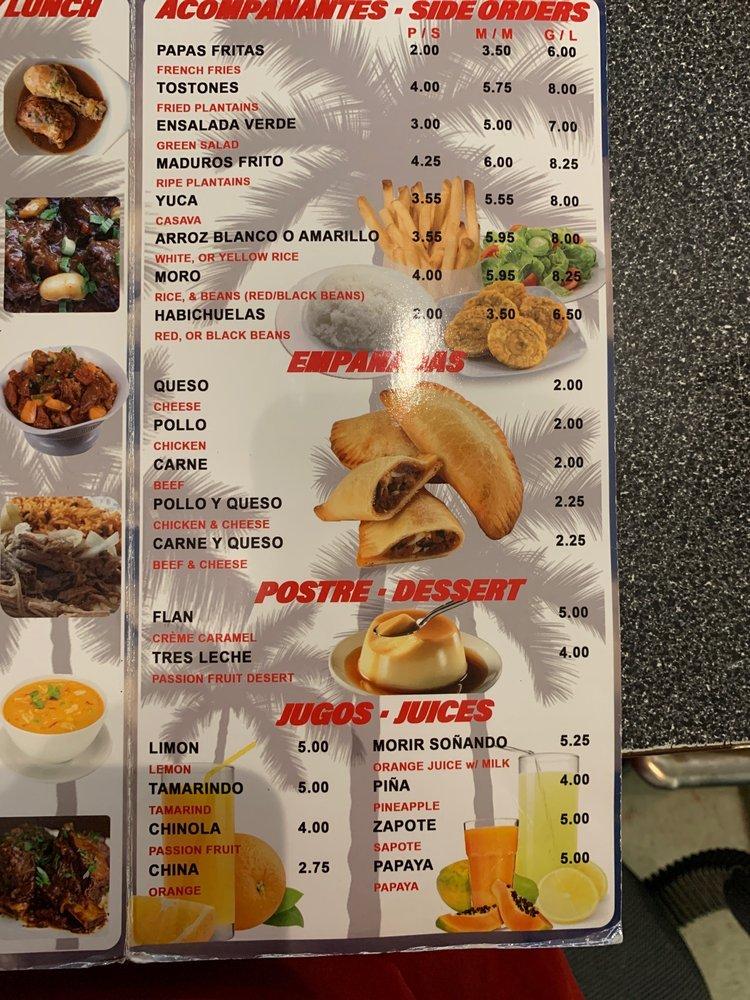Menu at Cocina Dominicana restaurant, Stroudsburg