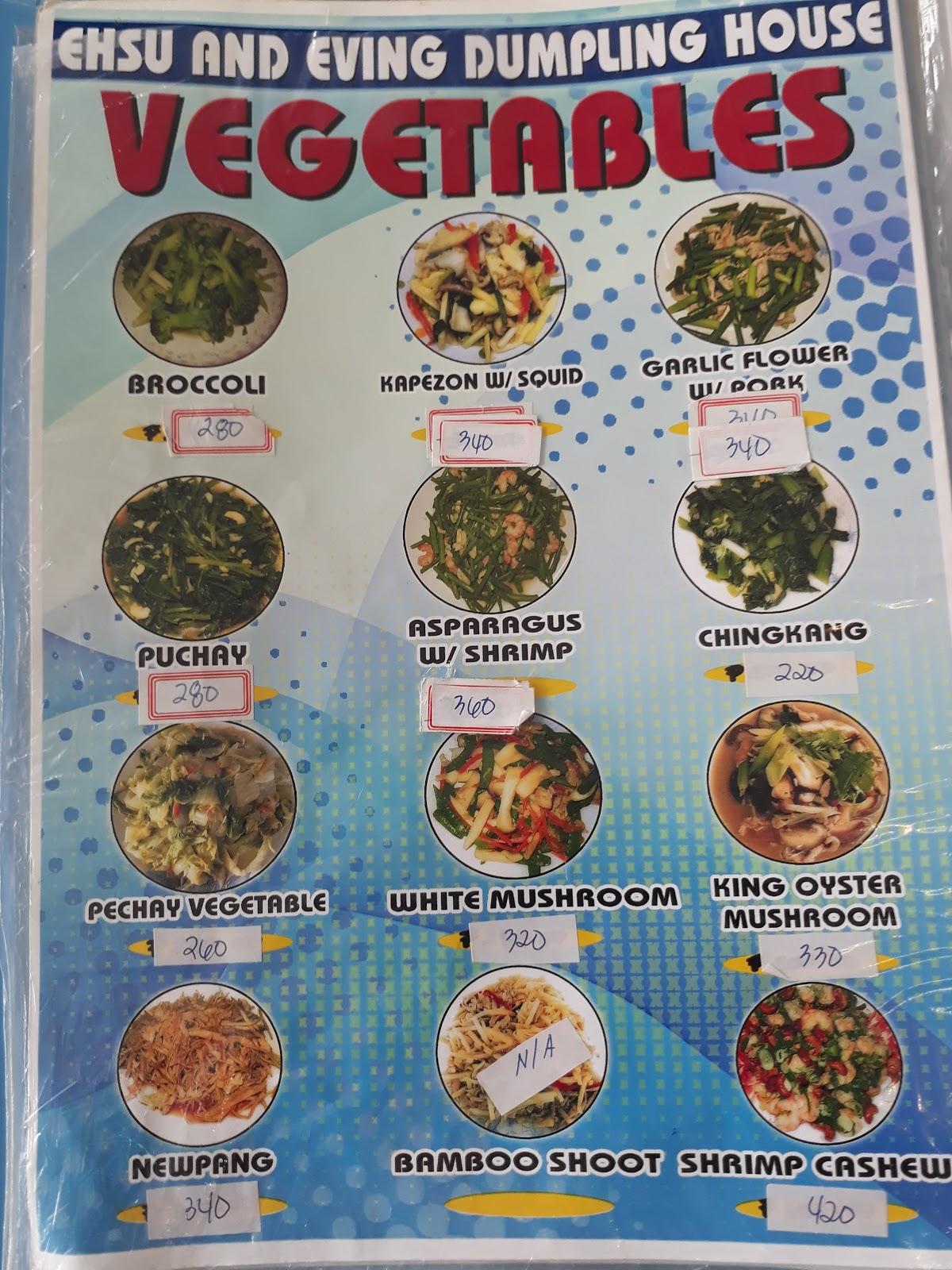 Menu at Ehsu & Eving Dumpling House restaurant, Carmona