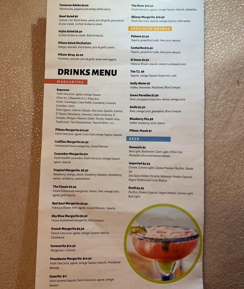 Las Pinatas Mexican Restaurant Menu at Luz Kerstetter blog
