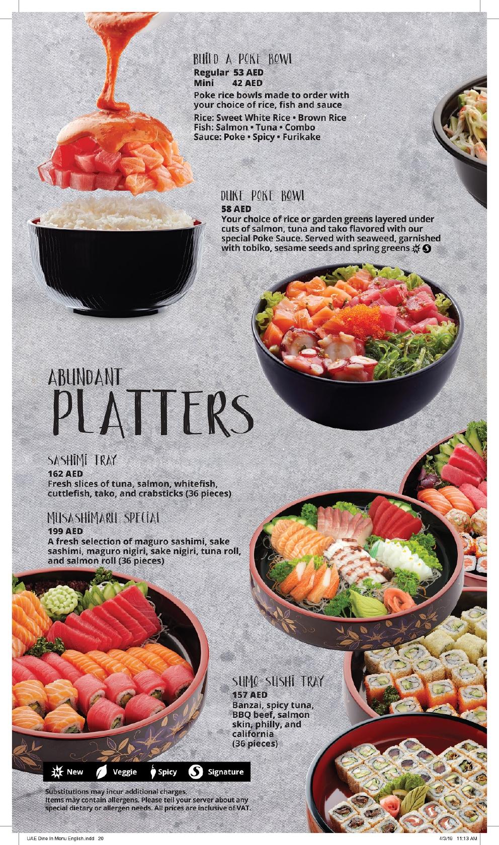 Menu at Sumo Sushi & Bento Dalma Mall restaurant, Abu Dhabi, Ground Level
