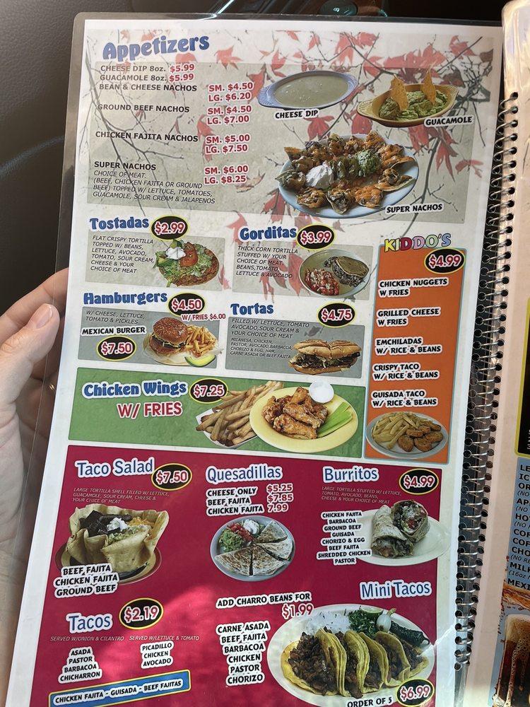 Menu at Alondra's Mexican Restaurant, La Vernia