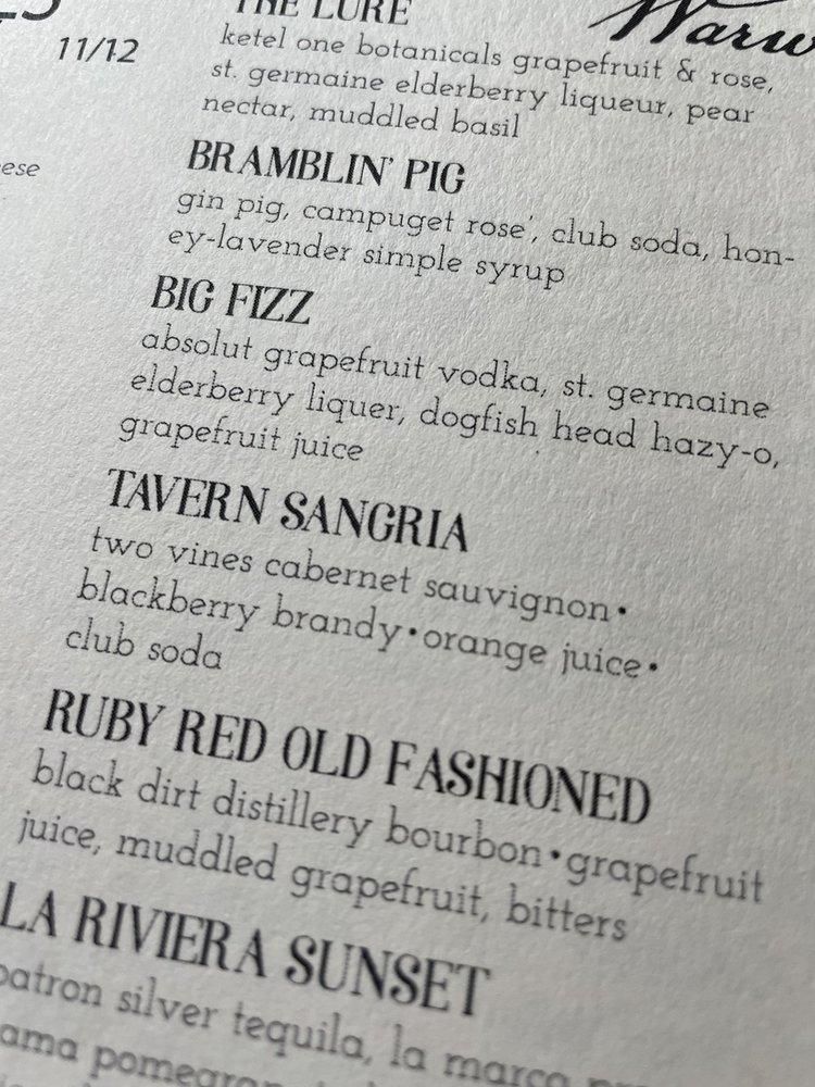 Menu at Landmark Inn restaurant, Warwick