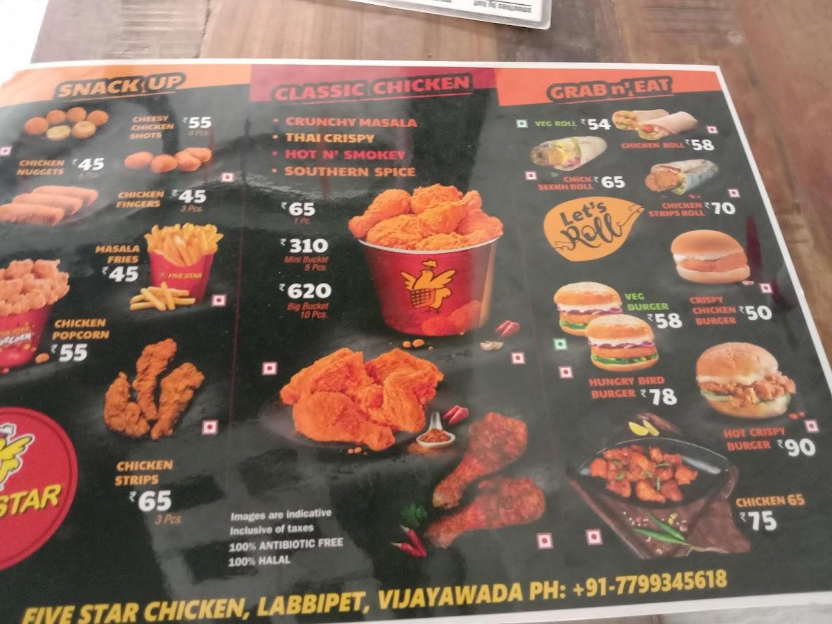 Menu at FIVE star chicken, Vijayawada, 12-137