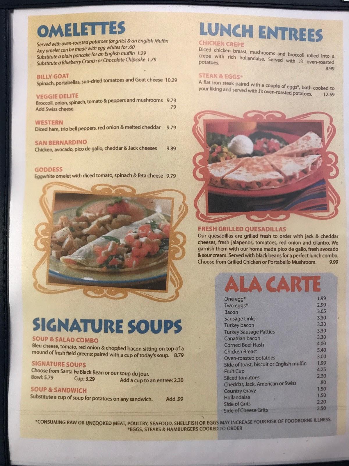 Menu at J. Christopher's restaurant, Atlanta, 10 Kings Cir NE