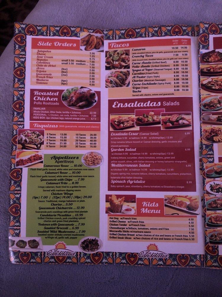 Menu at La Candelaria restaurant, Bergenfield