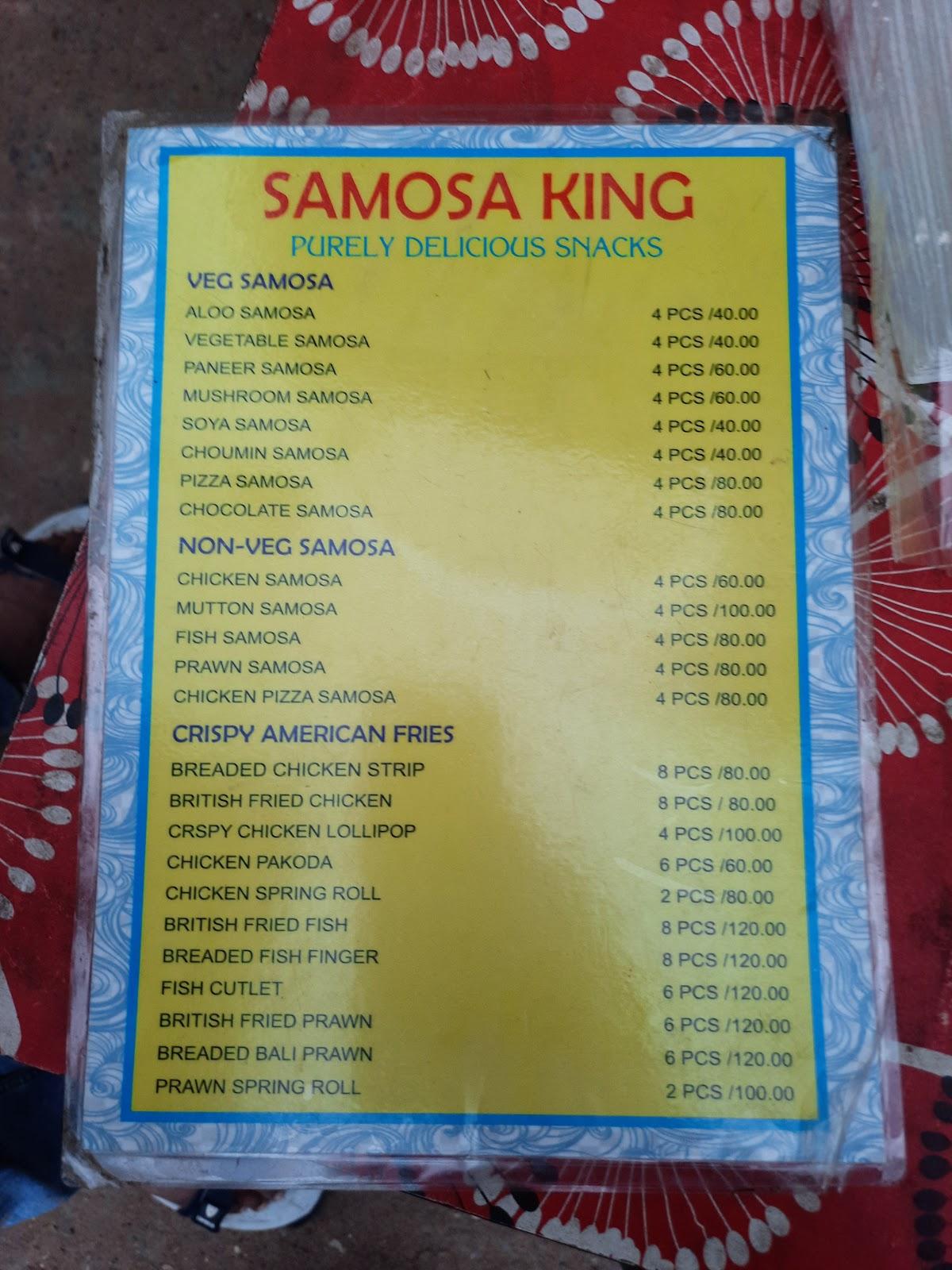 Menu at SAMOSA KING, Bhubaneswar, Sachivalaya Marg