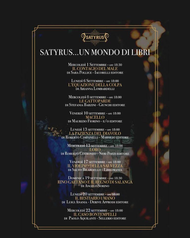 Menu da Satyrus Temporary Bar, Roma