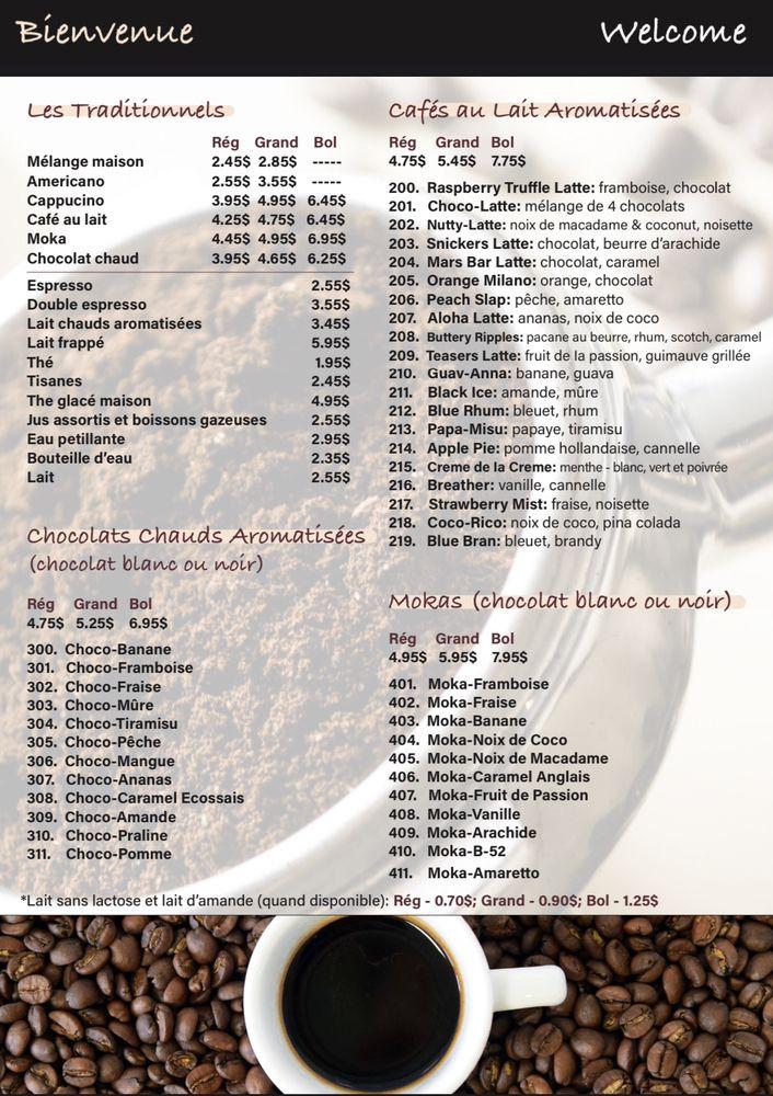 Menu au Café Choco-Latté, Montréal, Dollard Ave