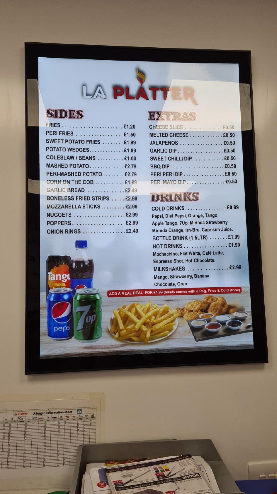 Menu at La Platter restaurant, Harrow