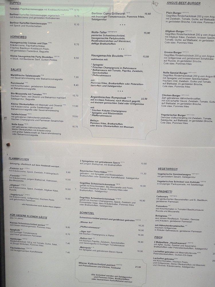 Speisekarte von Restaurant Nolle, Berlin