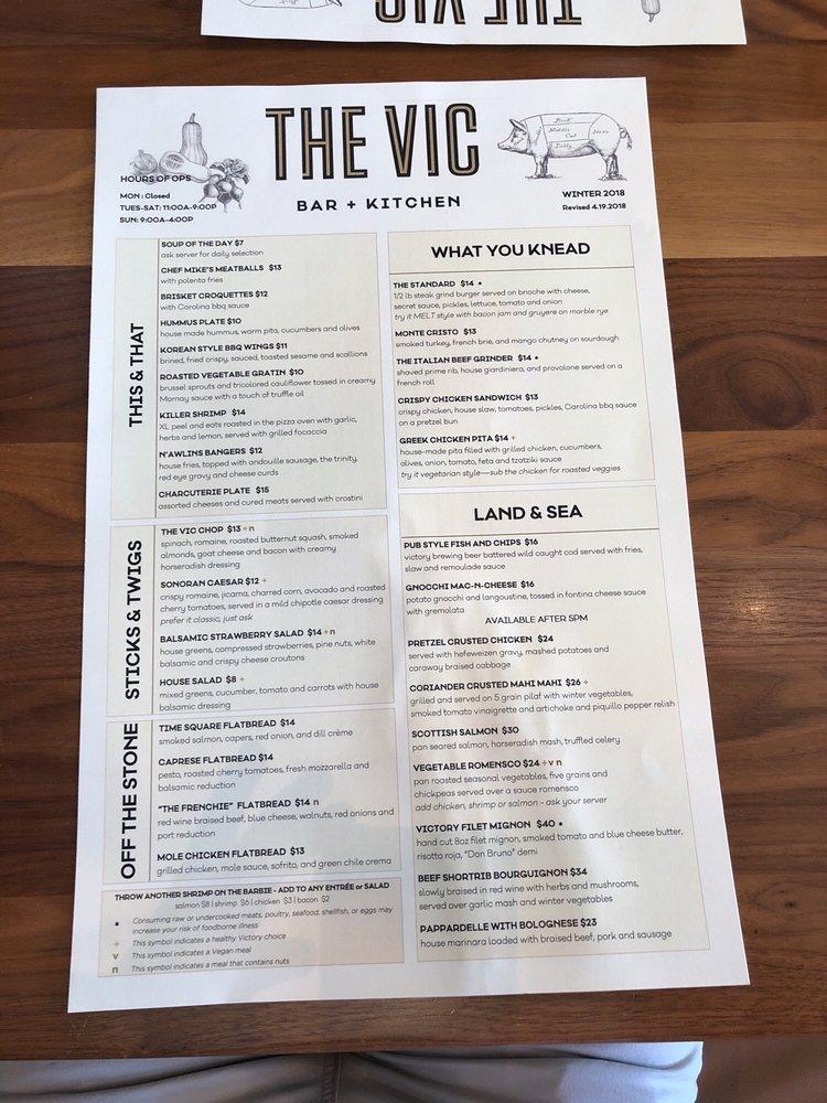 Menu at The Vic Bar + Kitchen, Buckeye, N Verrado Way