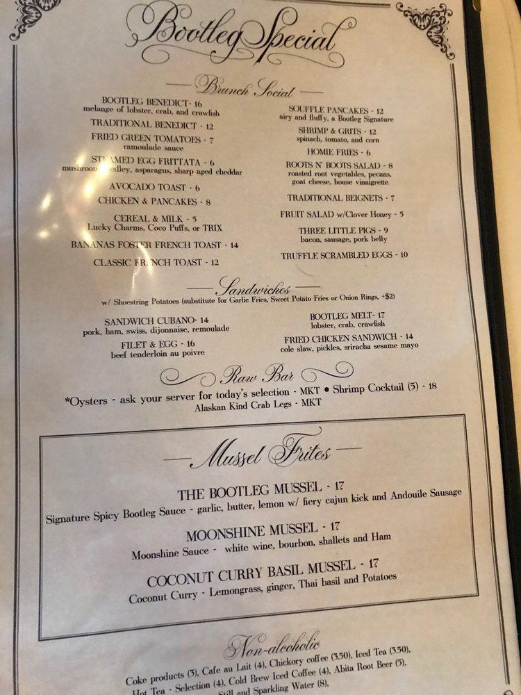 Menu at Bootleg Special pub & bar, Boston