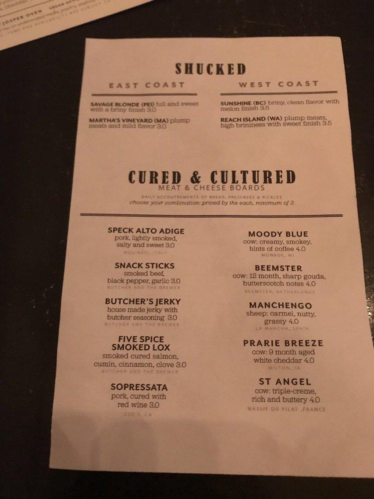Menu at Butcher and the Brewer pub & bar, Cleveland