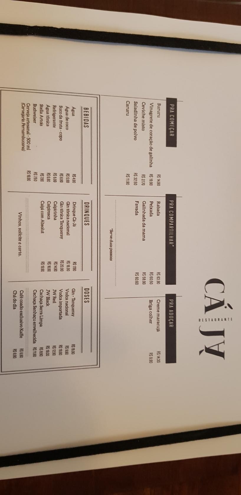 Menu em Cá-Já Restaurante, Recife
