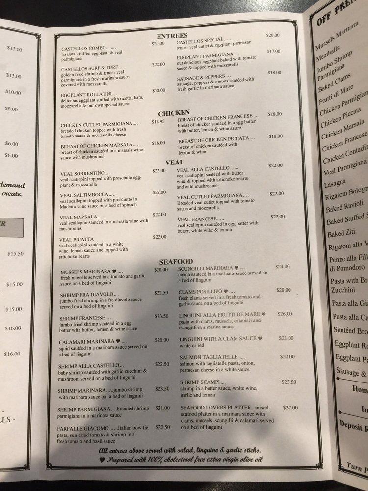 Menu at Cafe Castello, Bellport