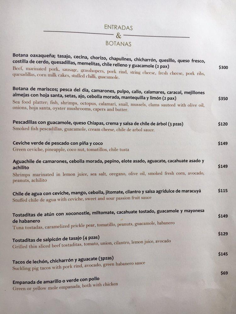 Menu at Casa Oaxaca Reforma restaurant, Oaxaca, C. Jazmines 518