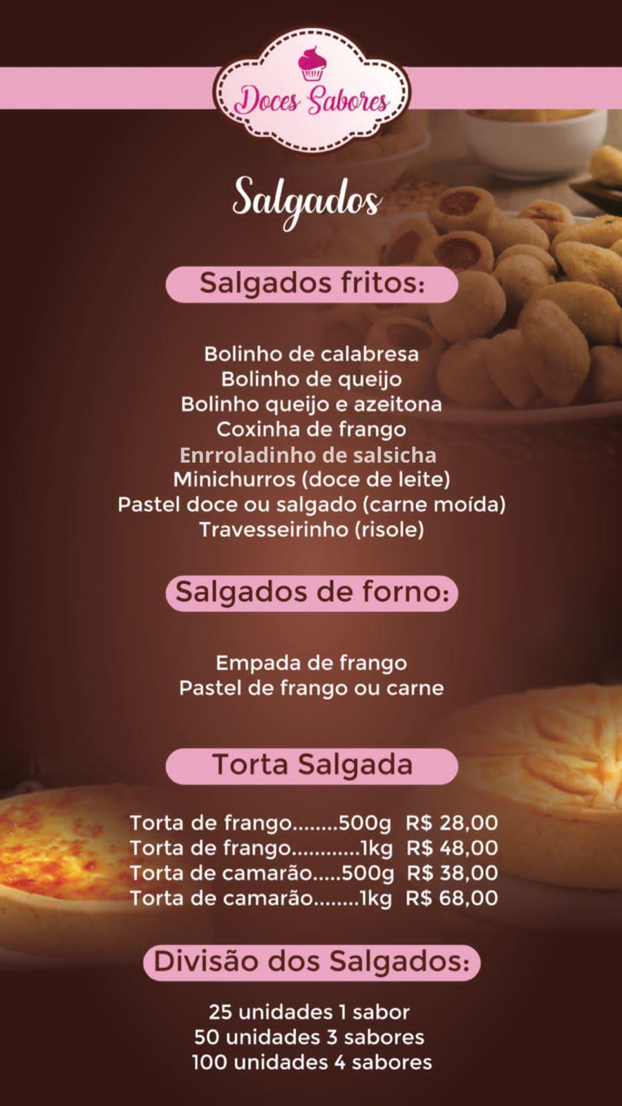 Menu em Doces Sabores Caruaru, Caruaru