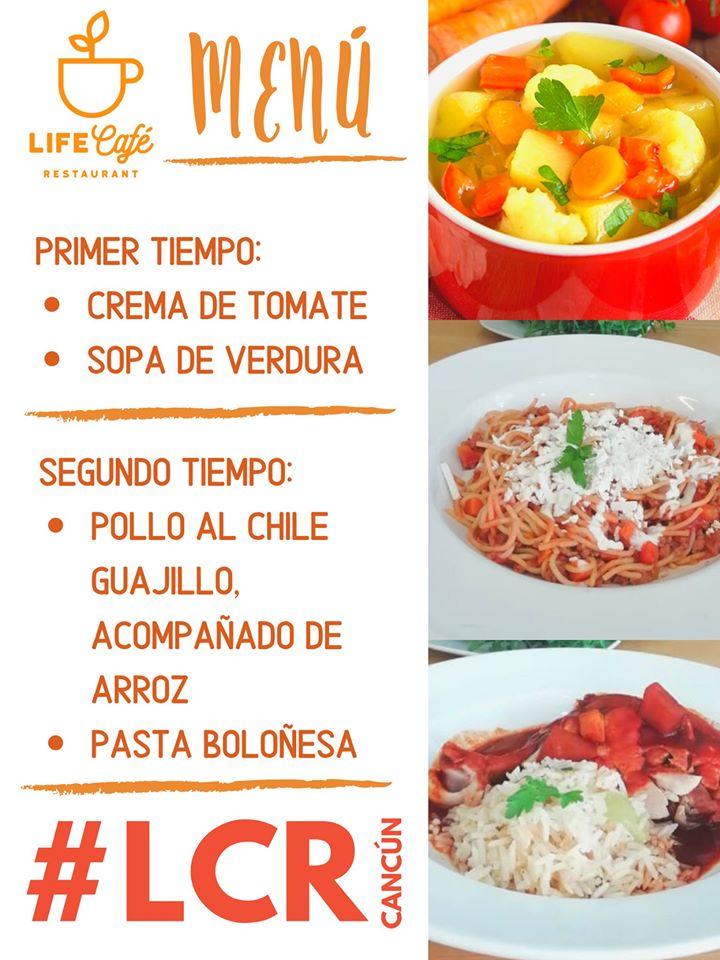 Carta de Life Café Restaurant, Cancún