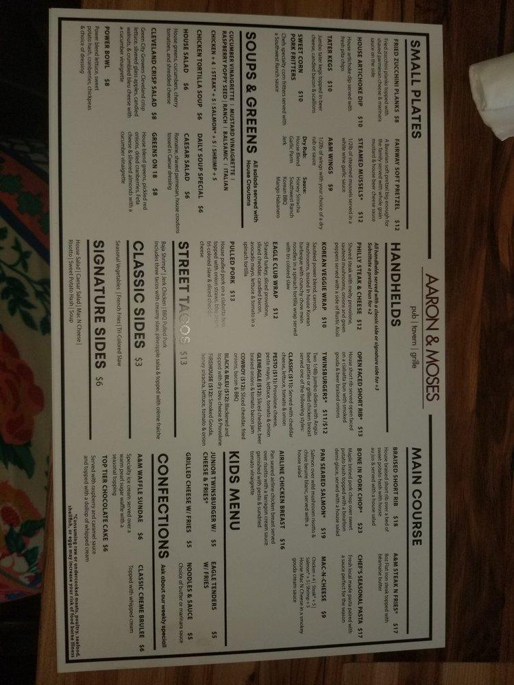 Menu at Old World Tavern pub & bar, Euclid