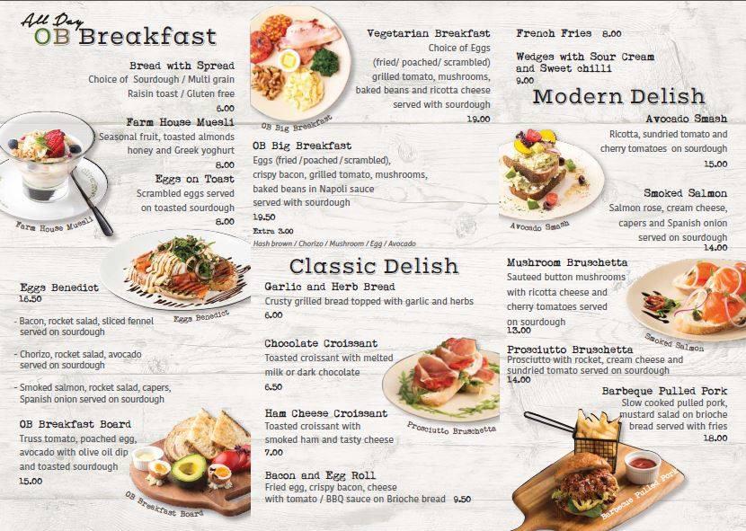 Menu at Oliver Brown cafe, Buddina, Ground Floor