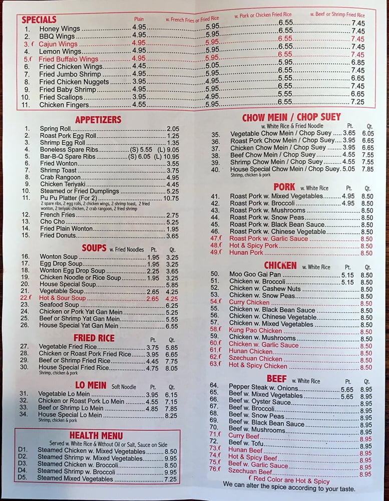 Carta de Red Apple Chinese Restaurant, Harahan, Jefferson Hwy #2