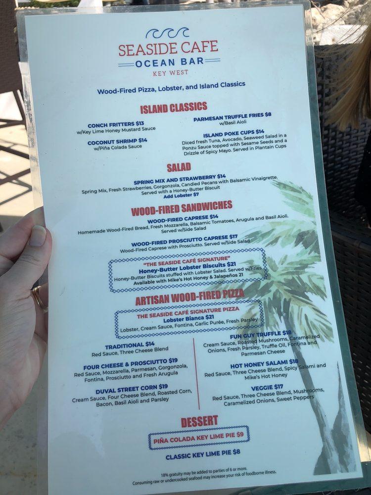 Menu at Seaside Cafe at the Mansion, Key West