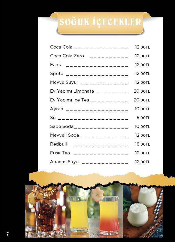 Menu at MTN Bistro Lounge, Çeşme
