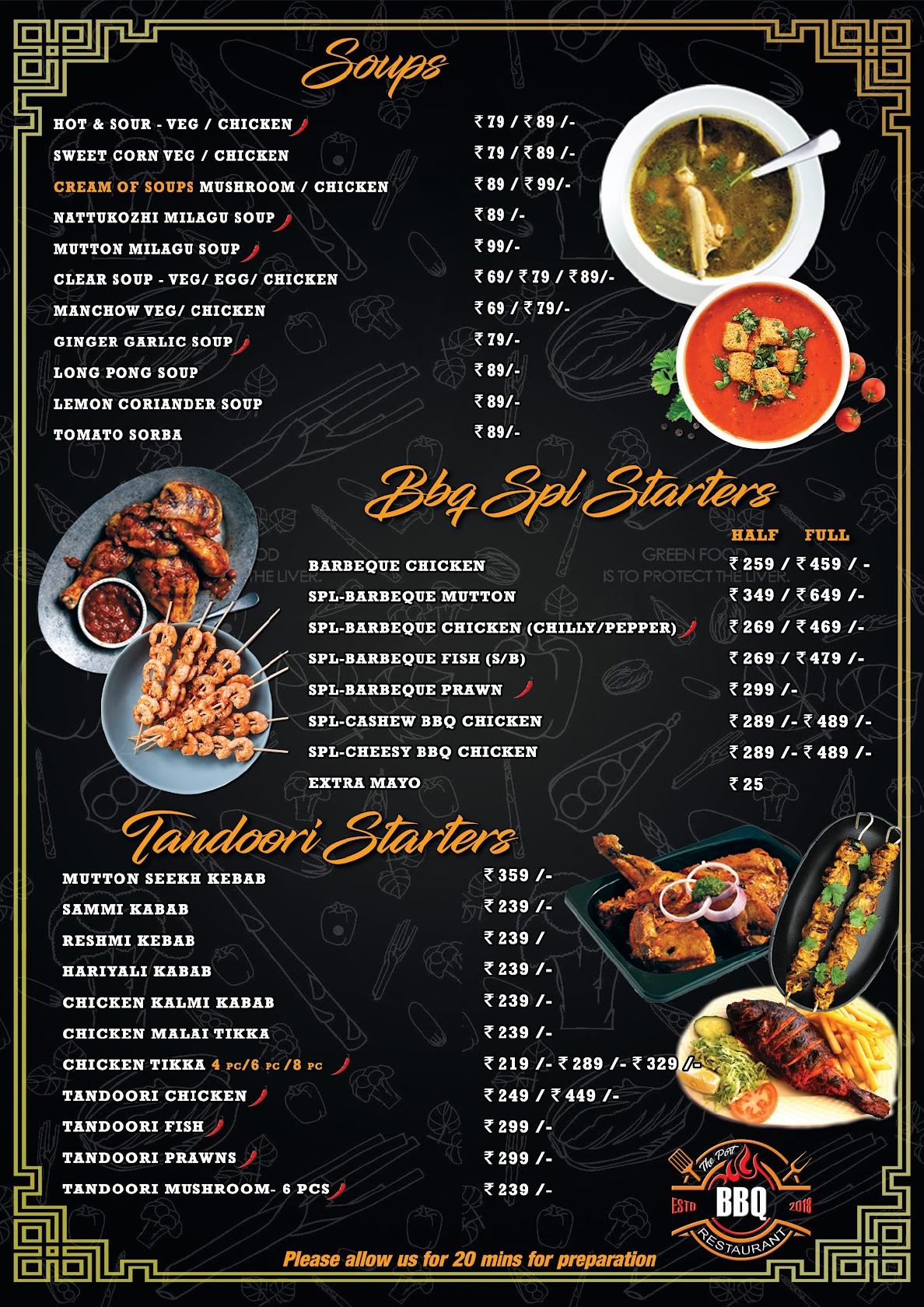 Menu at The Port BBQ Roof Garden, Thoothukudi