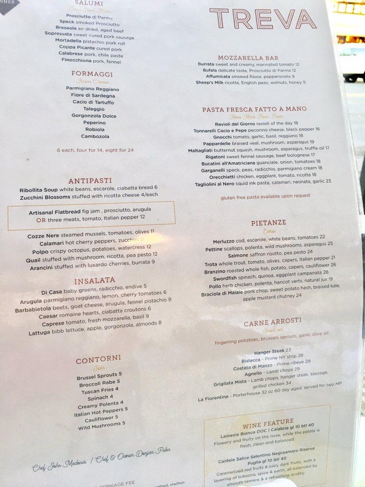 Menu at Treva pub & bar, West Hartford