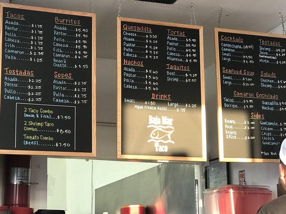 Menu at Baja Mar Taco fast food, Pico Rivera