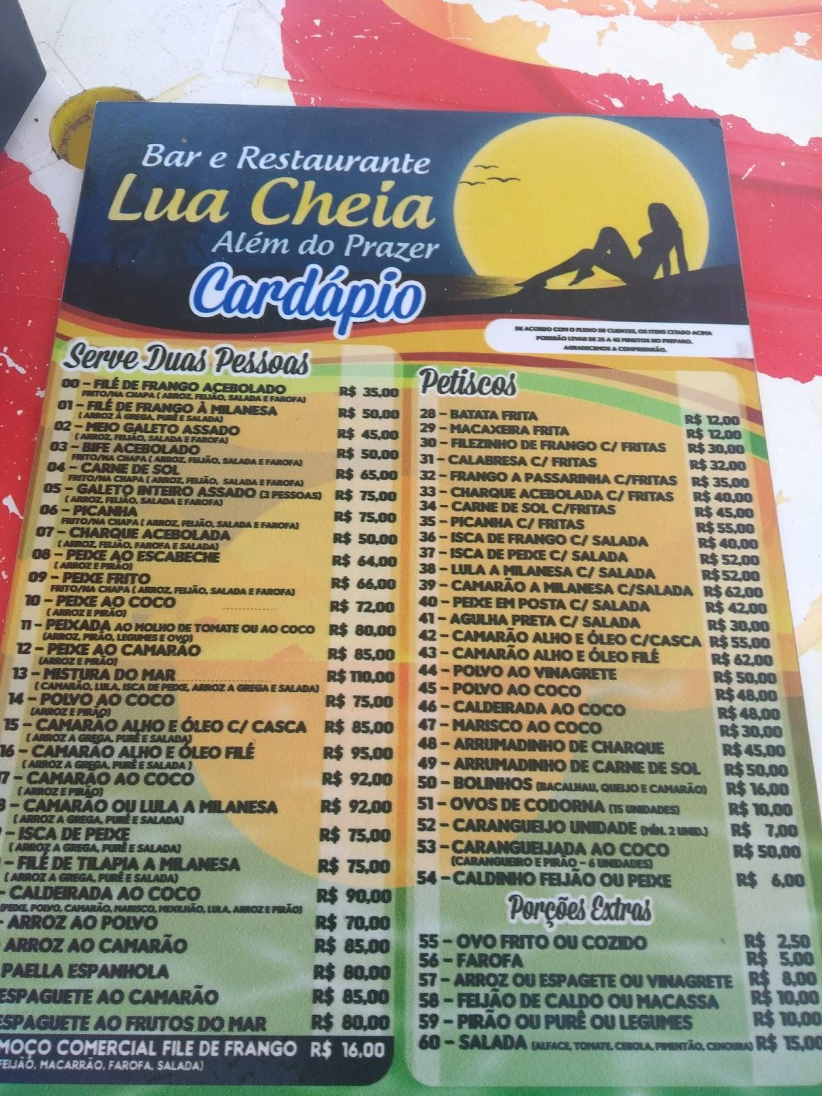 Menu at Bar e Restaurante Lua Cheia, Maragogi