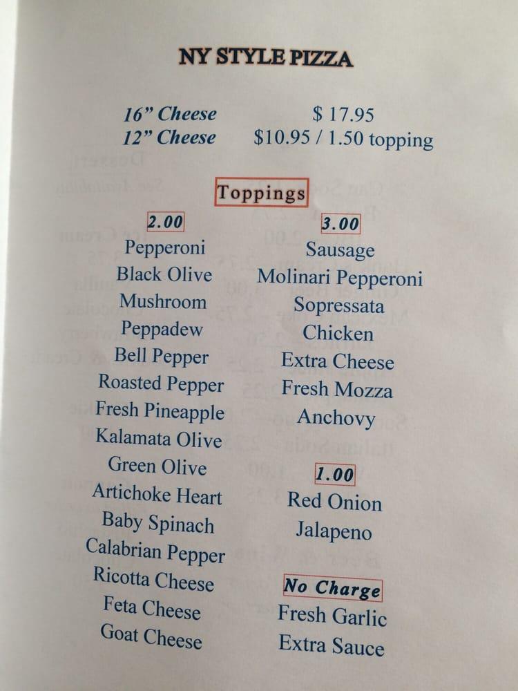 Menu at Bluebird Pizzeria, San Leandro