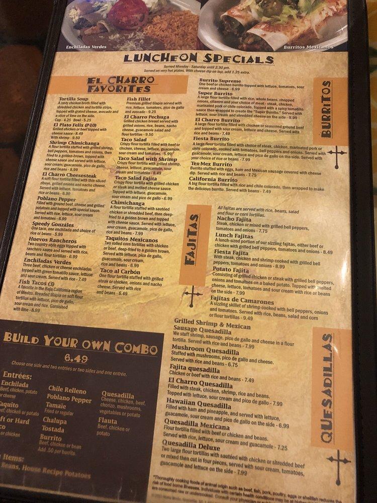 Menu at El Charro Authentic Mexican restaurant, Horn Lake, Goodman Rd W