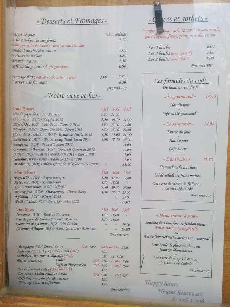 Menu at La Forge restaurant, Paris, 63 Bd de Vaugirard