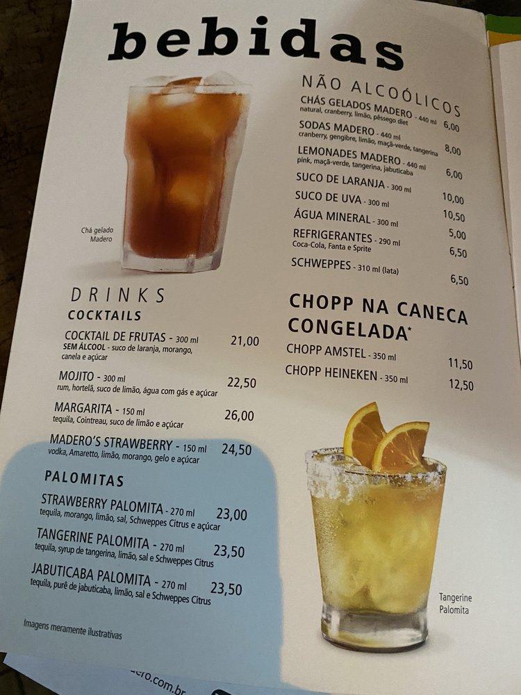 Menu at Madero Steak House cafe, Balneário Camboriú, Av. Atlântica