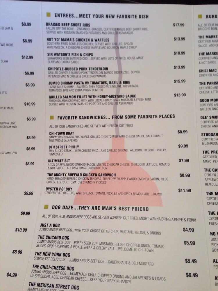 Menu at Not Watson's Kitchen + Bar, Knoxville