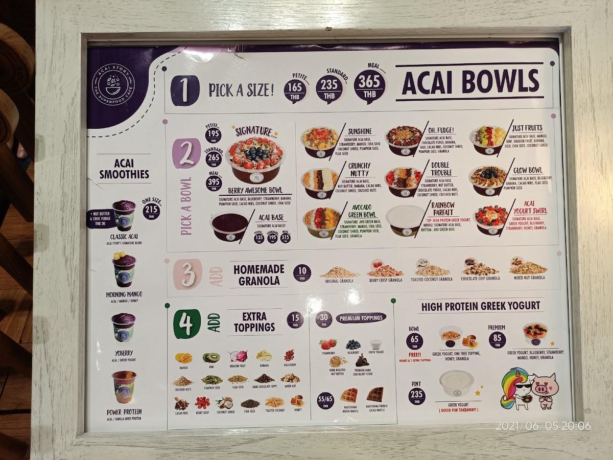 Menu at Acai Story - The EmQuartier restaurant, Bangkok