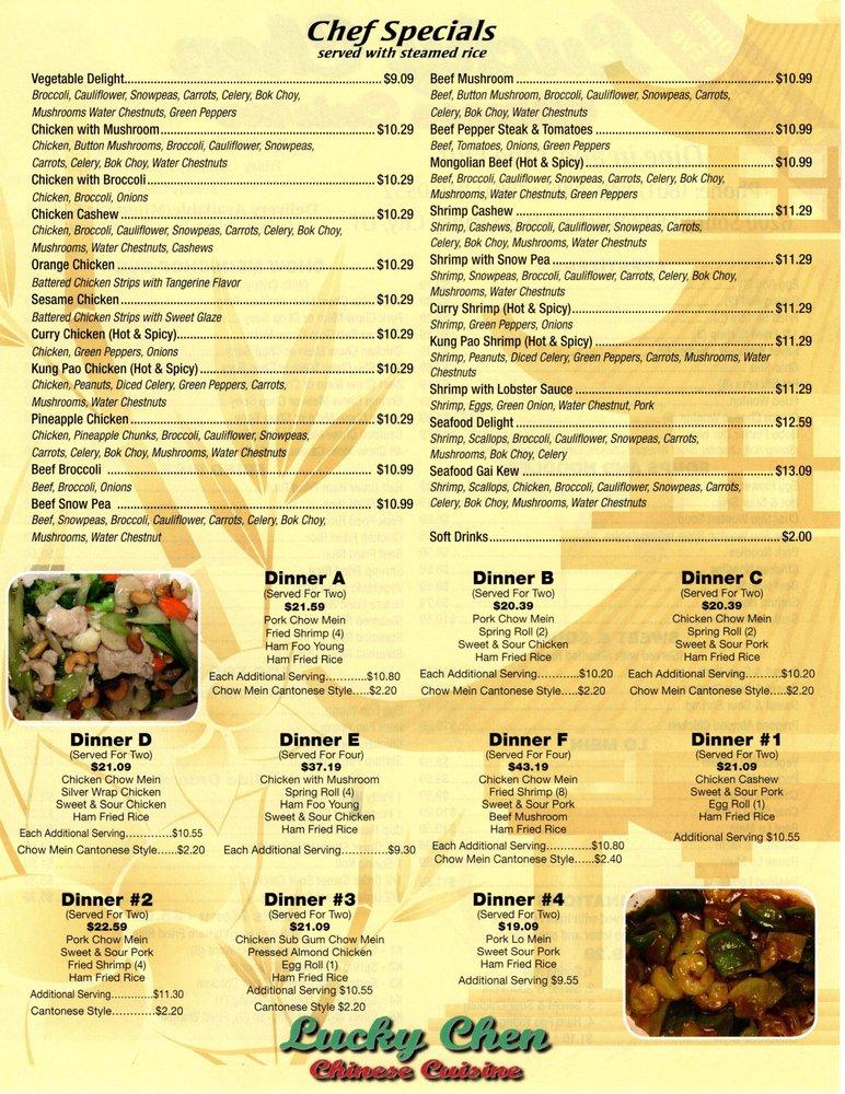 Menu at Lucky Chen restaurant, Salt Lake City