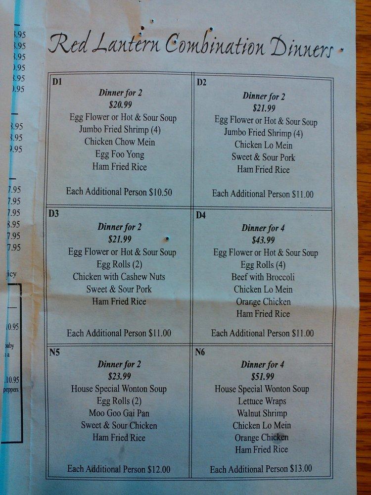 Menu at Red Lantern restaurant, West Jordan