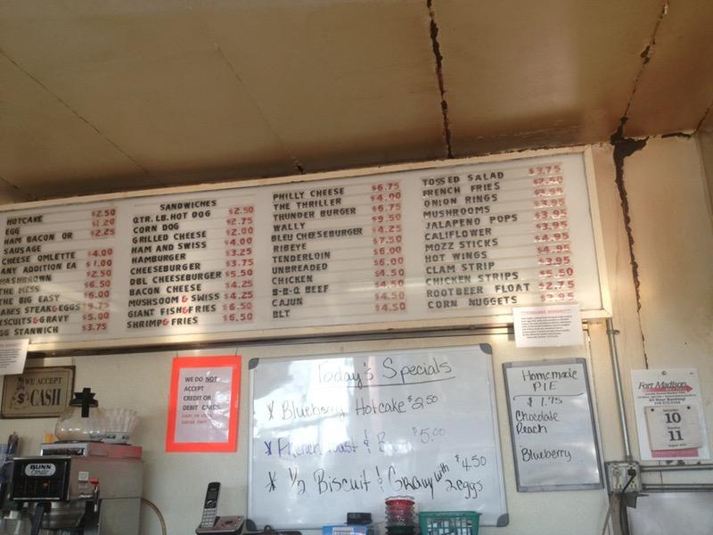 Menu at The Fort Diner restaurant, Fort Madison