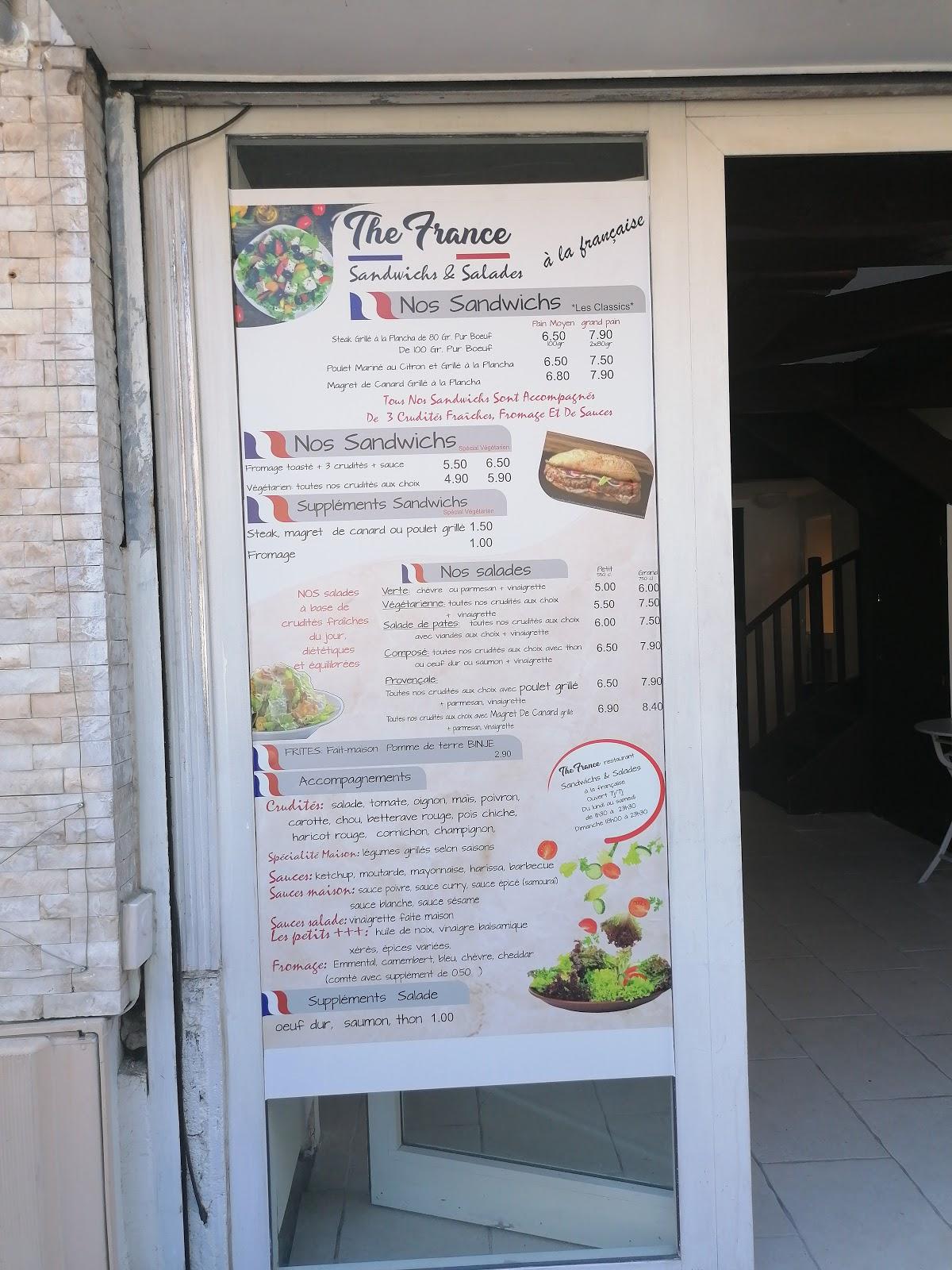 Menu at The France - Snack restaurant, Antibes