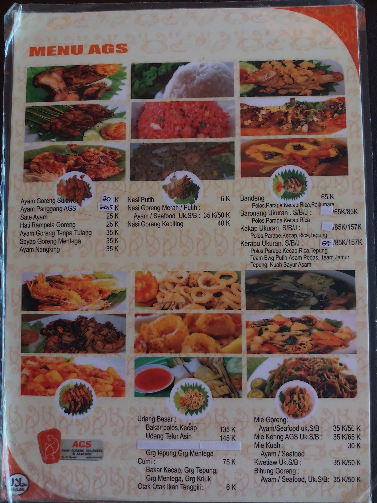 Menu at AGS Ny Hj Nursiah restaurant, Makassar