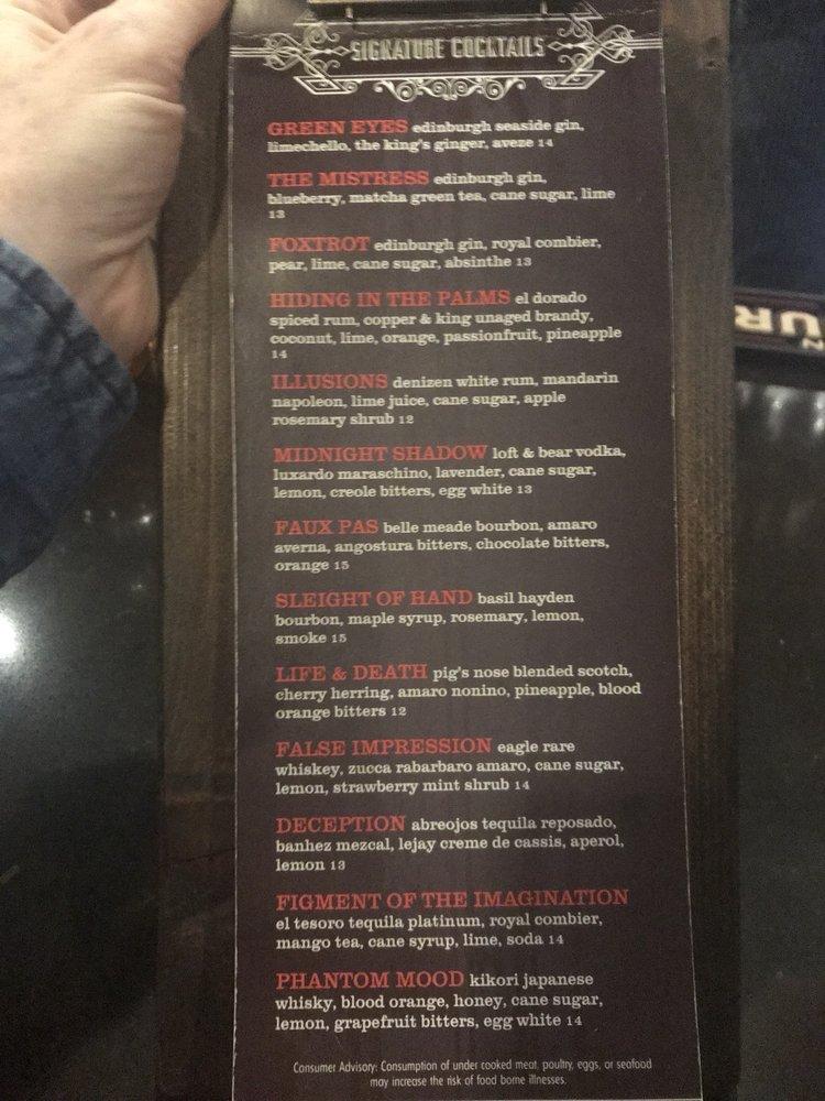 Menu at Apparition Room pub & bar, Temecula