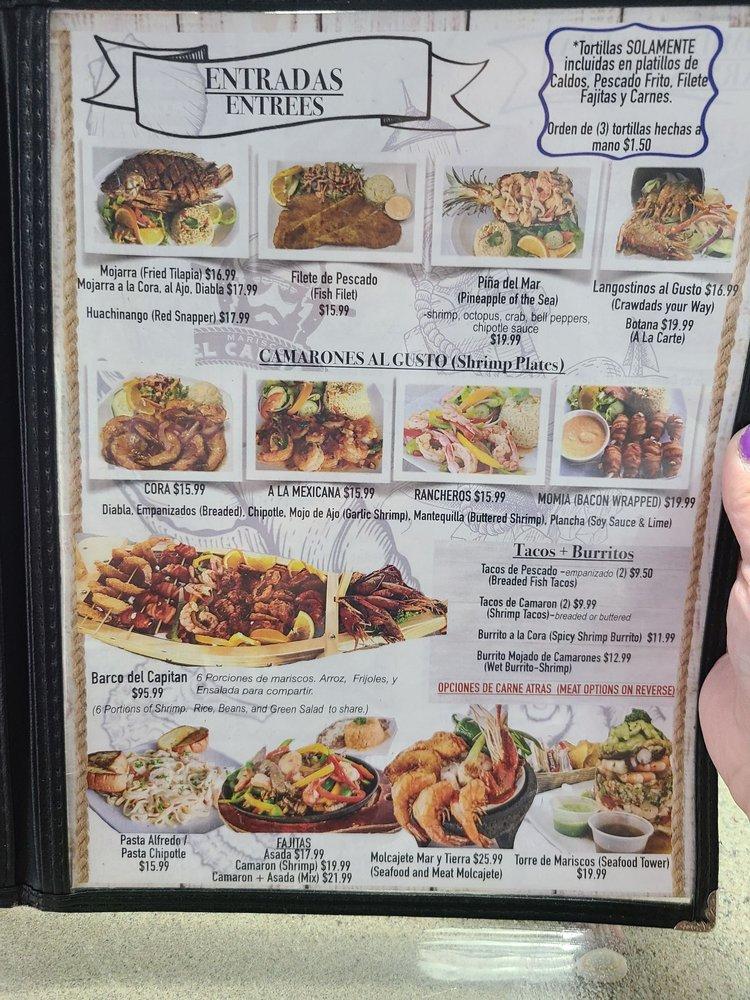 Menu at Mariscos El Capitan restaurant, Yuba City
