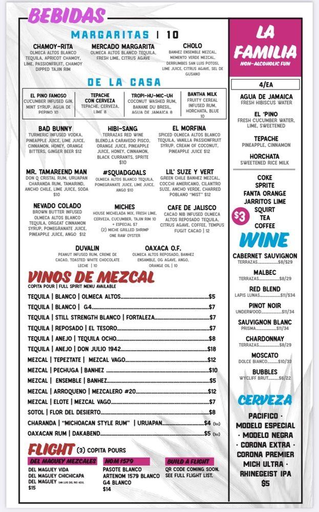 Menu at Mercado restaurant, Fort Wayne