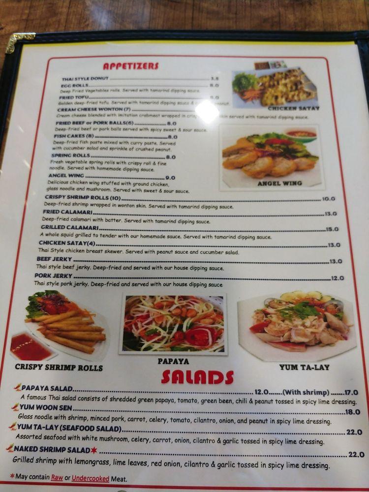 Menu at Bangkok Street Food restaurant, Las Vegas
