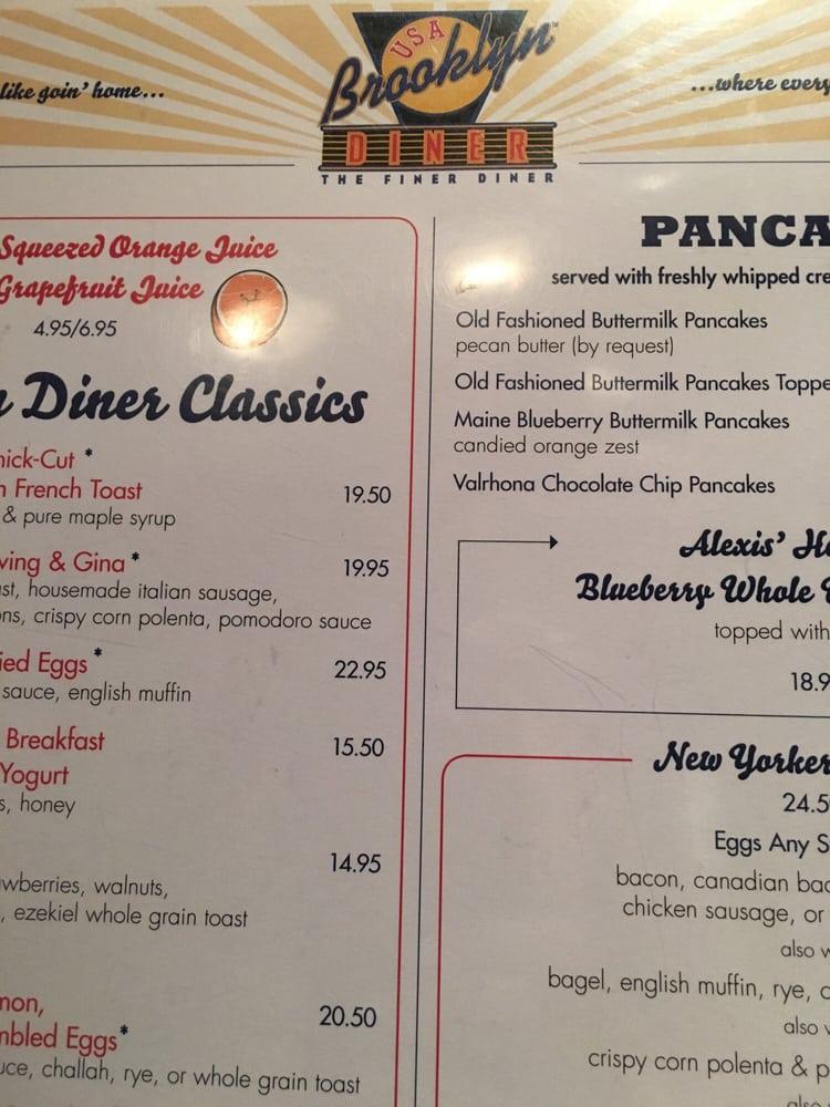 Menu at Brooklyn Diner restaurant, West New York, 155 W 43rd St
