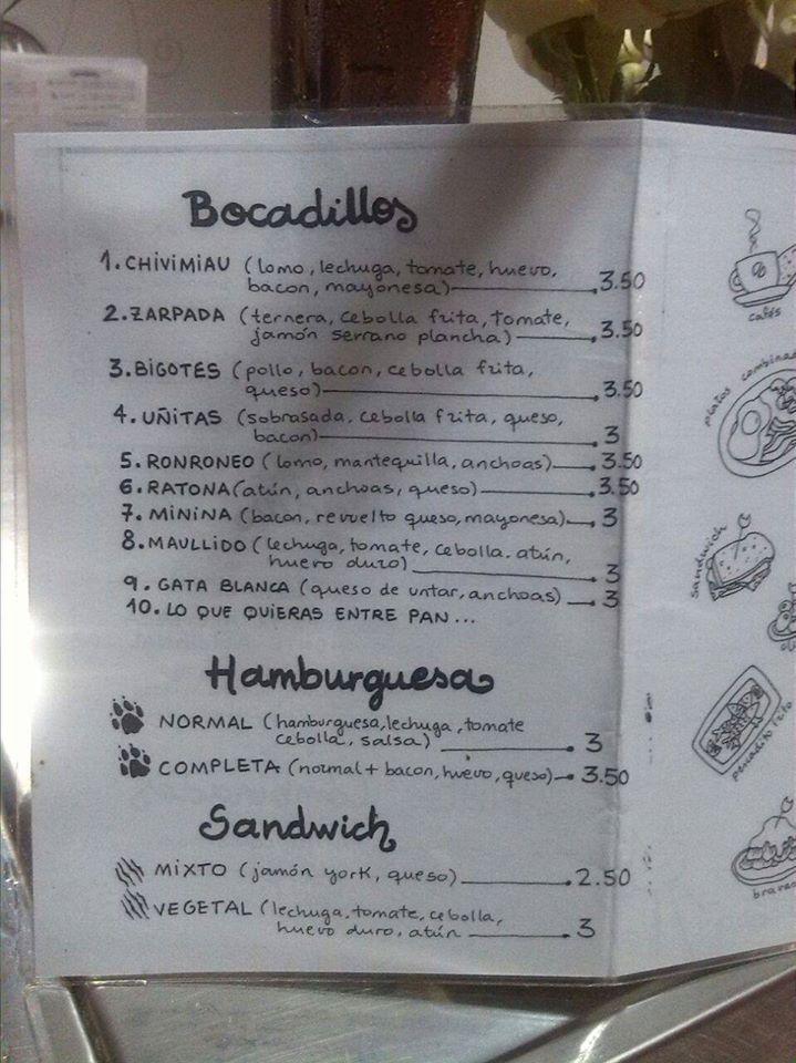 Menu at La Gata Blanca pub & bar, Segorbe