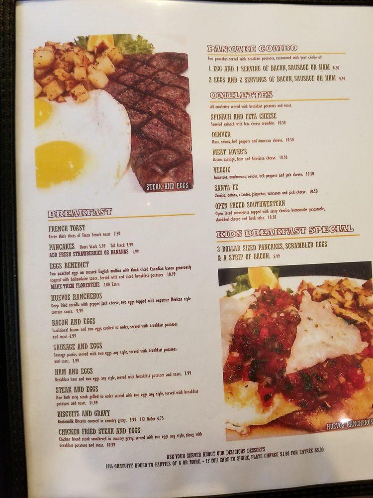 Menu at Chuckwagon Restaurant, Laughlin